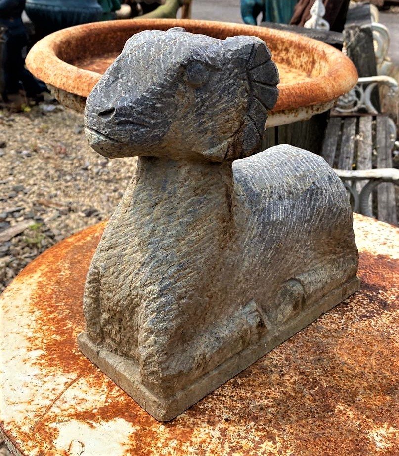 Stone sheep statue - Wells Reclamation