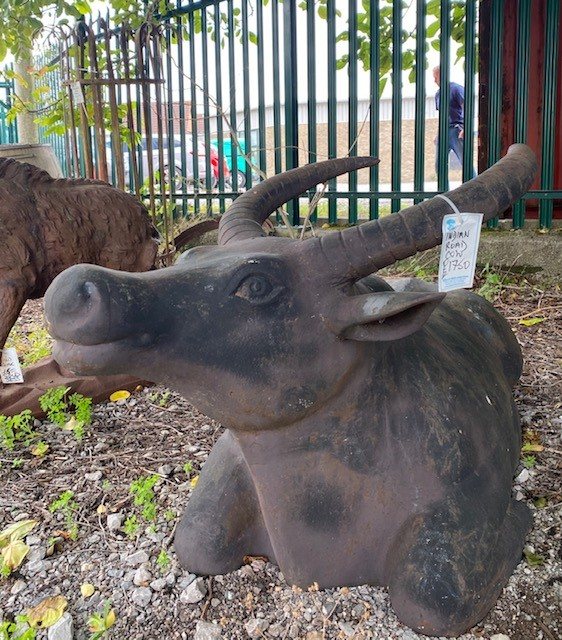 Cast Iron Indian Cow Statue - Wells Reclamation