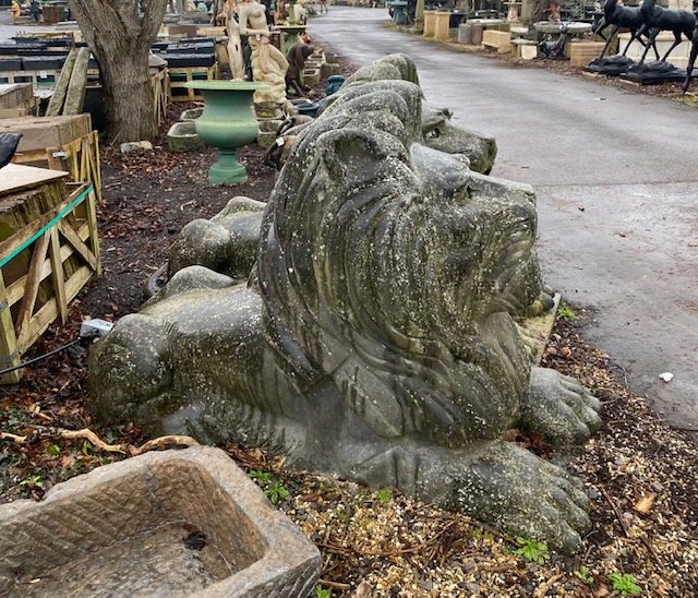 stone lion statues - Wells Reclamation