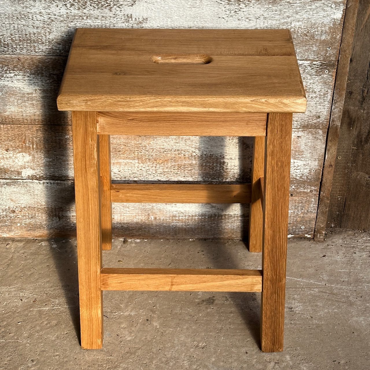solid oak stool - Wells Reclamation