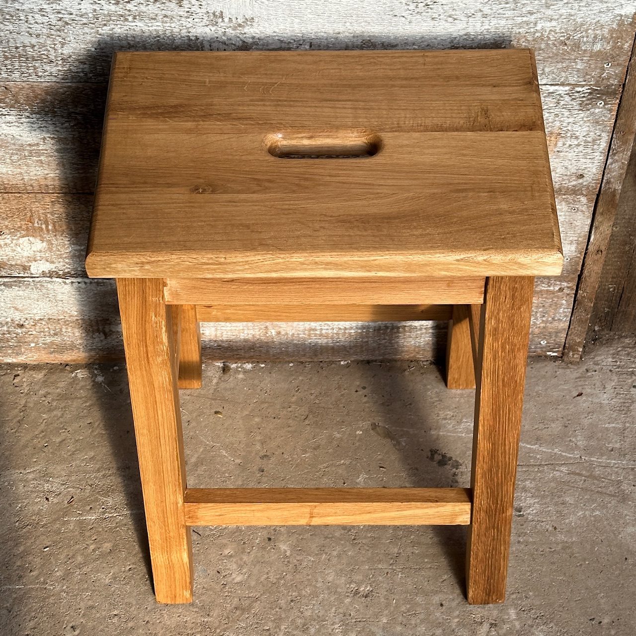 solid oak stool - Wells Reclamation