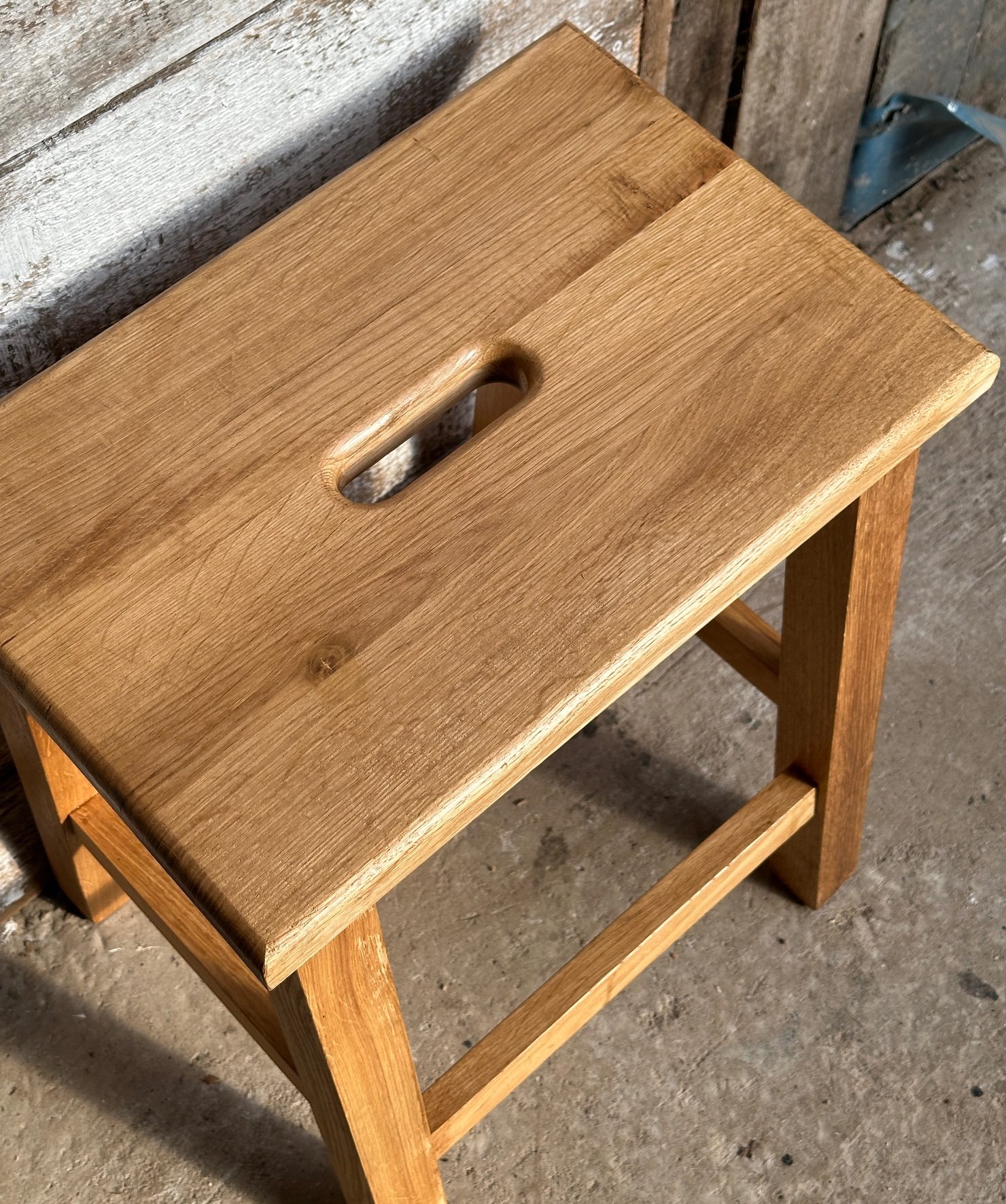 solid oak stool - Wells Reclamation