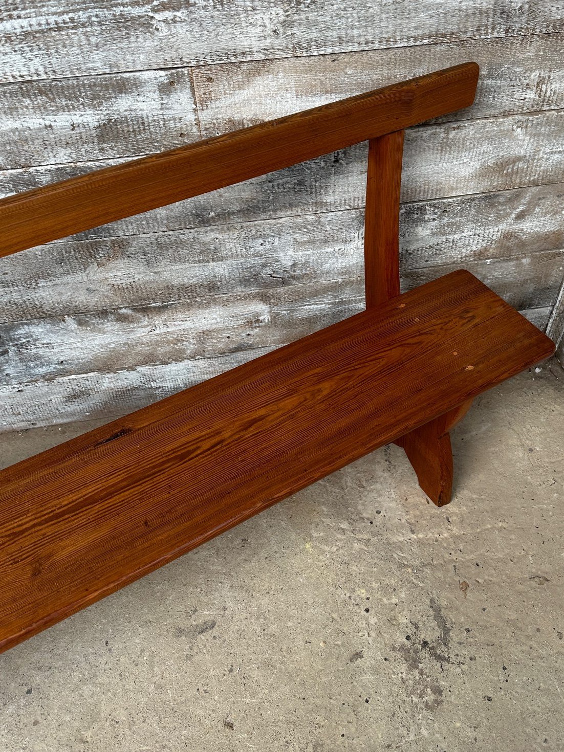 vintage pitch pine bench - Wells Reclamation