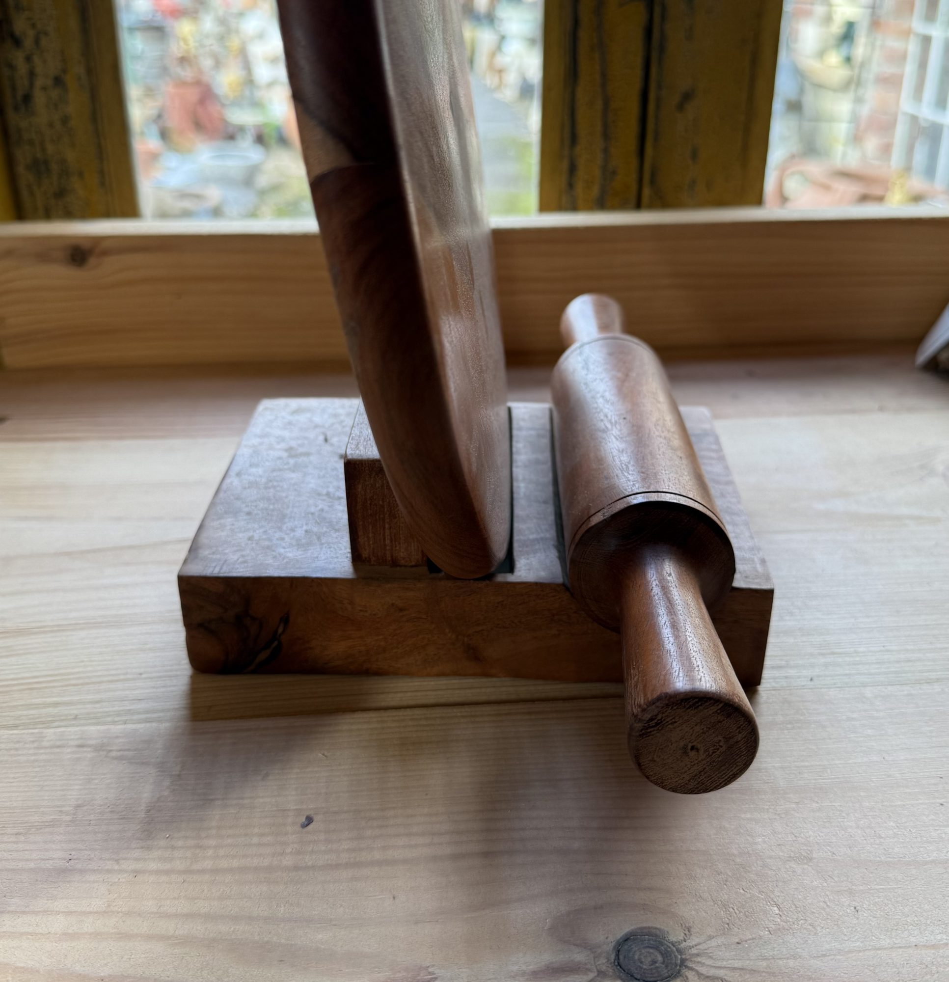 Hardwood Chapati Board with Stand and Rolling Pin - Wells Reclamation