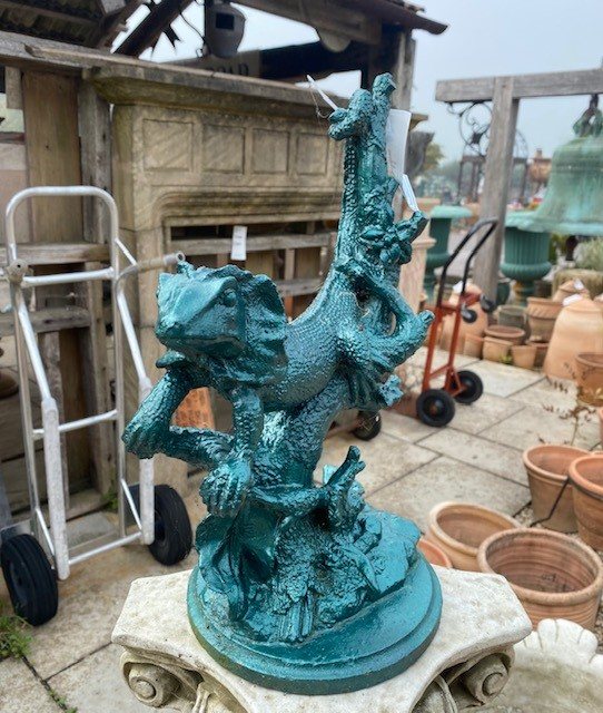 Cast Iron 'Lizard On Branch' Statue - Wells Reclamation