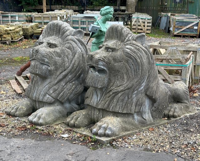 stone lion statues - Wells Reclamation