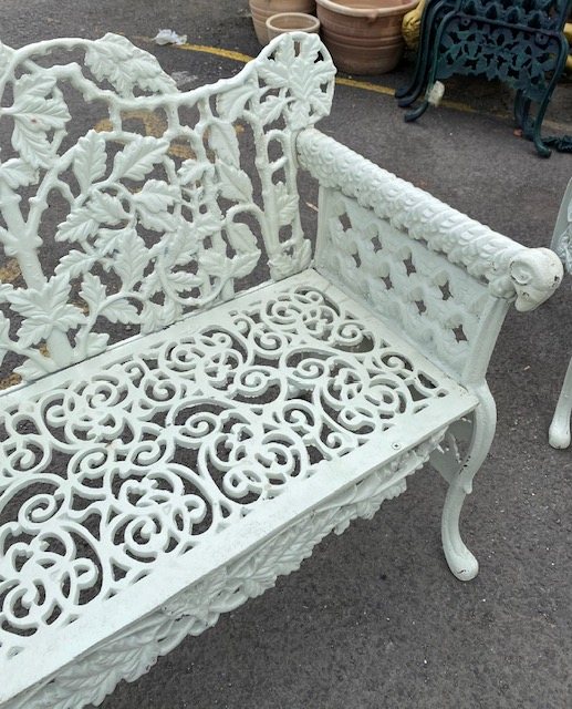White Wrought Iron Bench Victorian Cast Regency Design Garden Bench