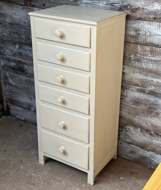 Contemporary Tall Solid Pine Painted Chest Of Drawers